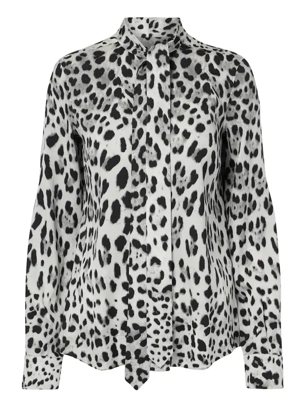 Dolce & Gabbana Leopard-print Silk-blend Shirt - Grey