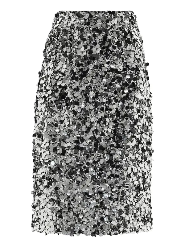 Dolce & Gabbana Sequined Pencil Skirt - Silver