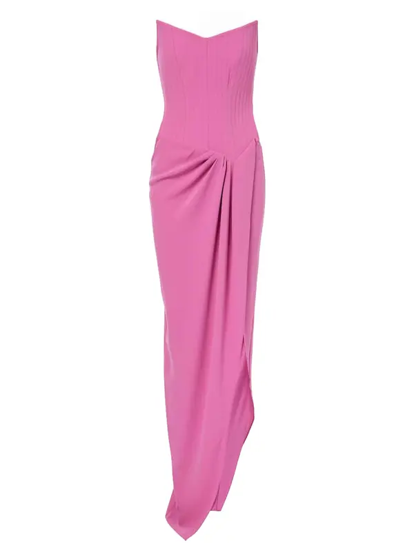 Alex Perry Draped Crêpe Corset Gown - Pink