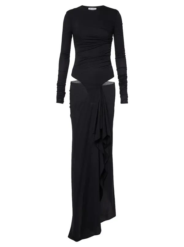 Attico Draped Maxi Dress - Black