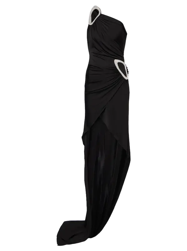 David Koma Embroidered Asymmetric Gown - Black