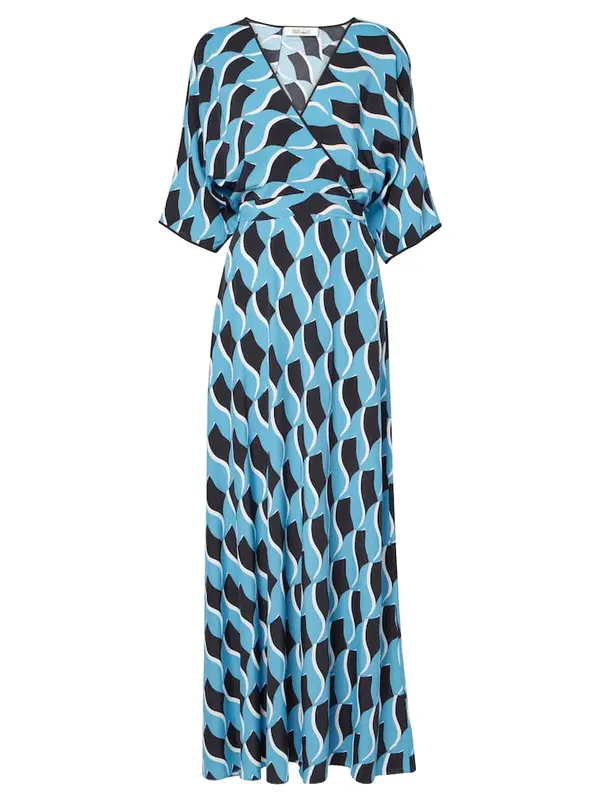 Diane Von Furstenberg Eloise Printed Crêpe Maxi Dress - Blue