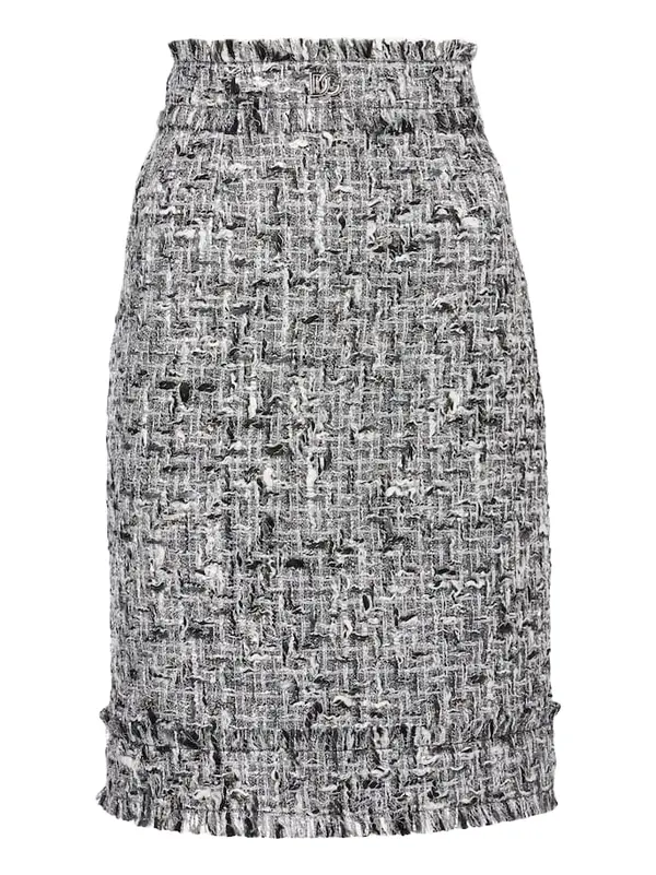 Dolce & Gabbana Lamé Midi Skirt - Grey
