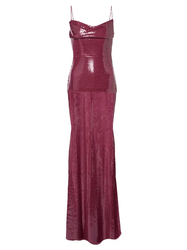 Alex Perry Sequined Corset Gown - Burgundy