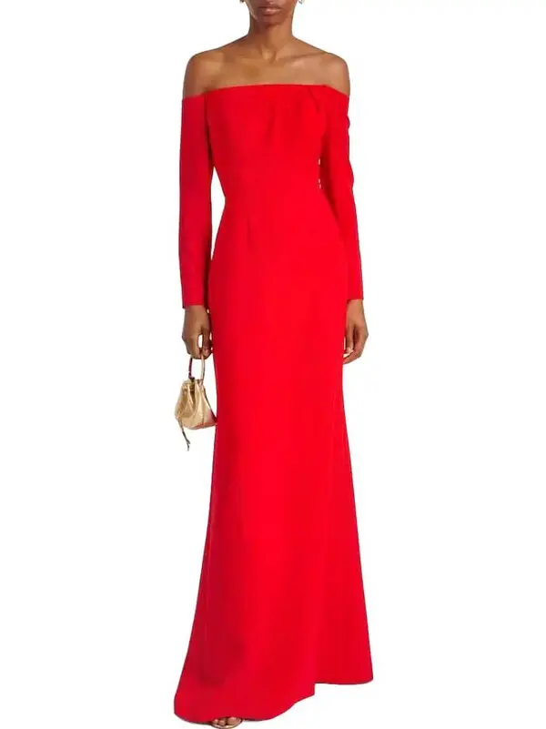 Carolina Herrera Draped Off-the-shoulder Crêpe Gown - Red