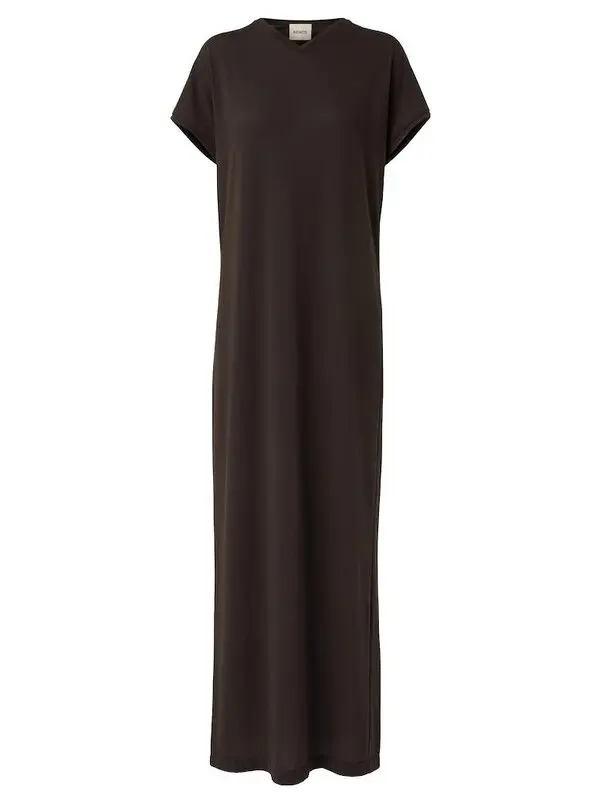 Khaite Verda Cotton-blend Jersey Maxi Dress - Brown