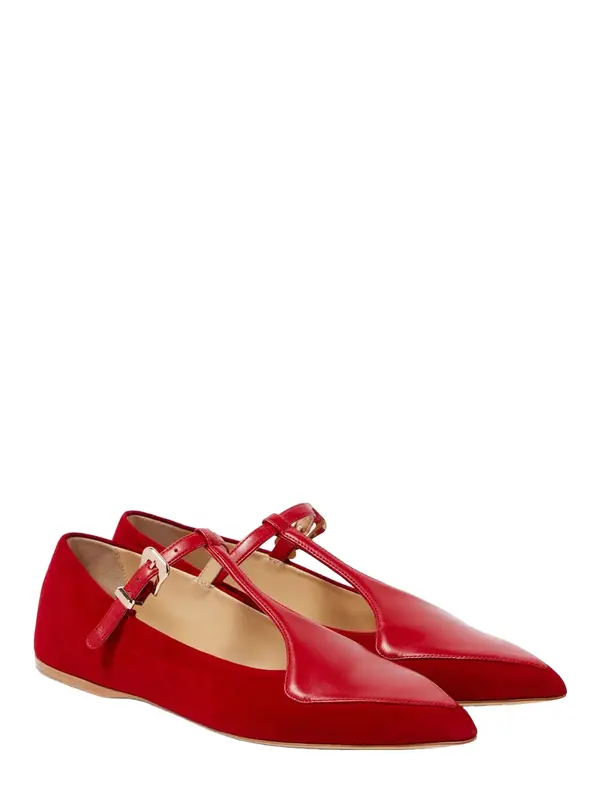 Gabriela Hearst Liv Leather And Suede Mary Jane Flats - Red