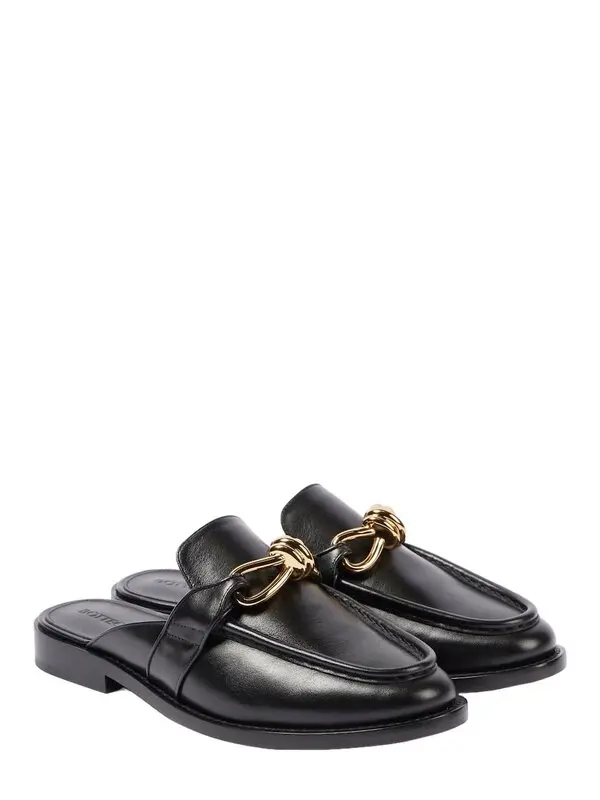 Bottega Veneta Astaire Knot Leather Mules - Black