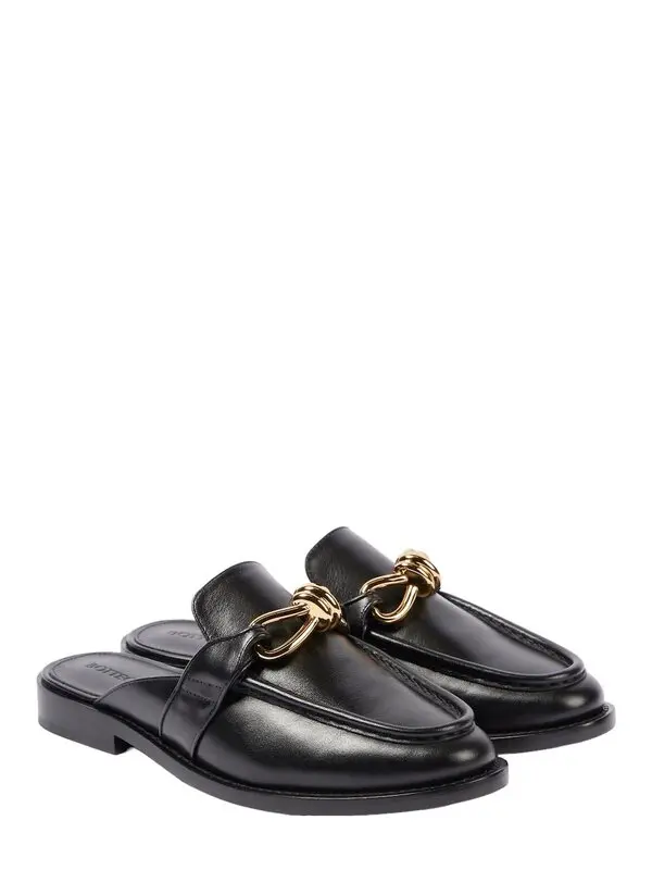 Bottega Veneta Astaire Knot Leather Mules - Black