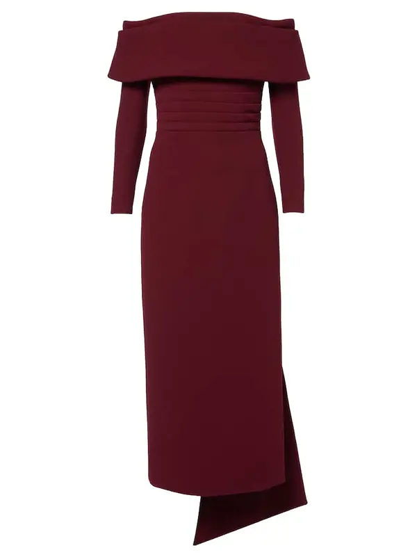 EMILIA WICKSTEAD Derika Off-shoulder Crêpe Midi Dress - Burgundy