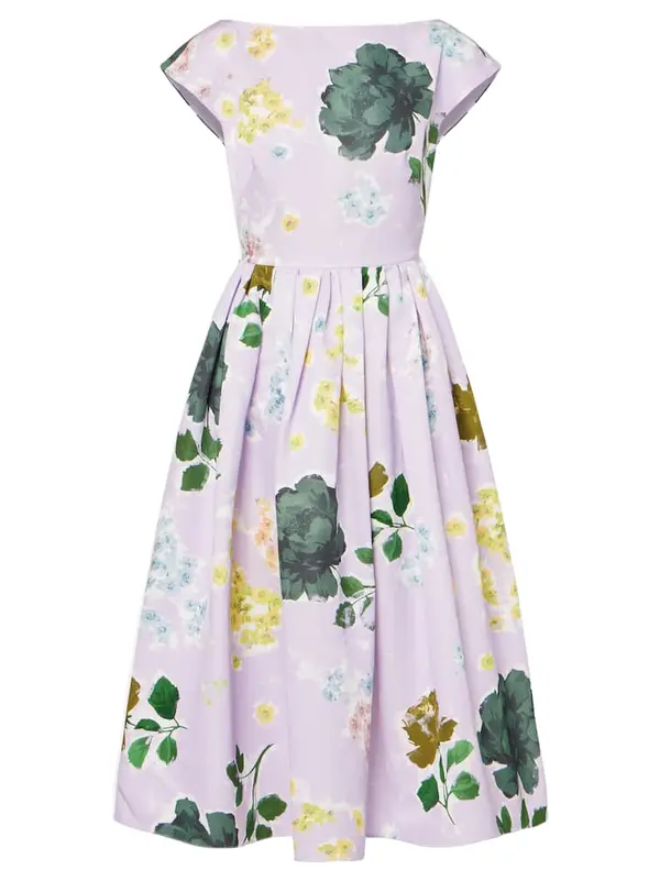 Erdem Floral Cotton-blend Faille Midi Dress - Purple