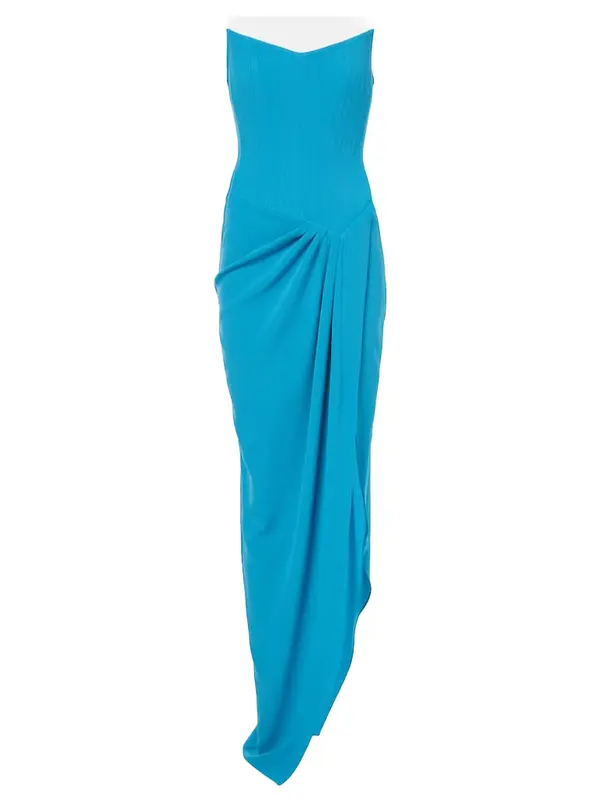 Alex Perry Draped Crêpe Corset Gown - Blue