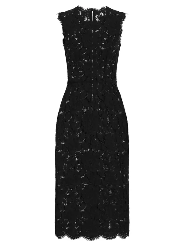 Dolce & Gabbana Stretch Lace Midi Dress - Black