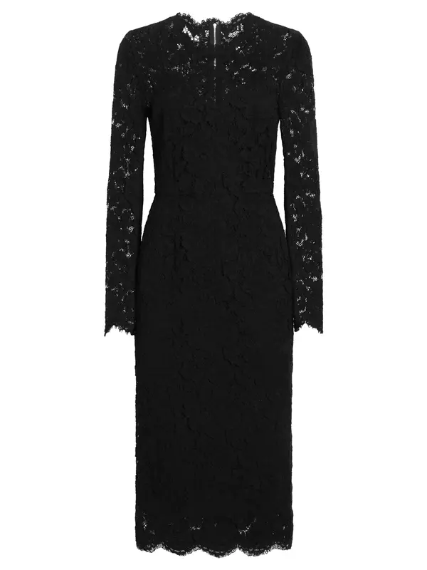 Dolce & Gabbana Long-sleeved Stretch Lace Dress - Black
