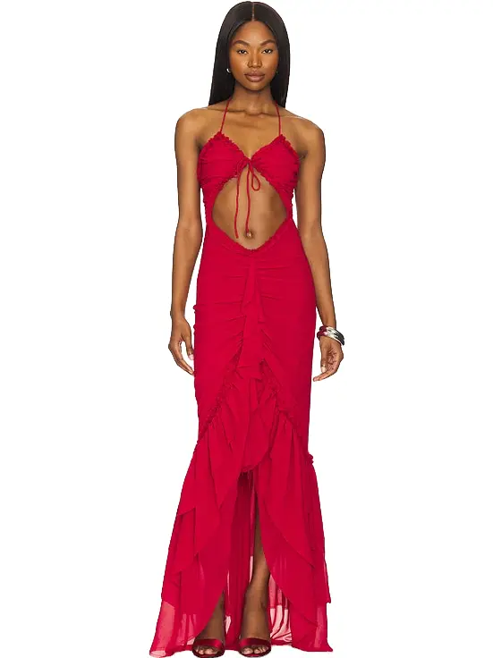 H:OURS Haven Maxi Dress - Bordeaux Red