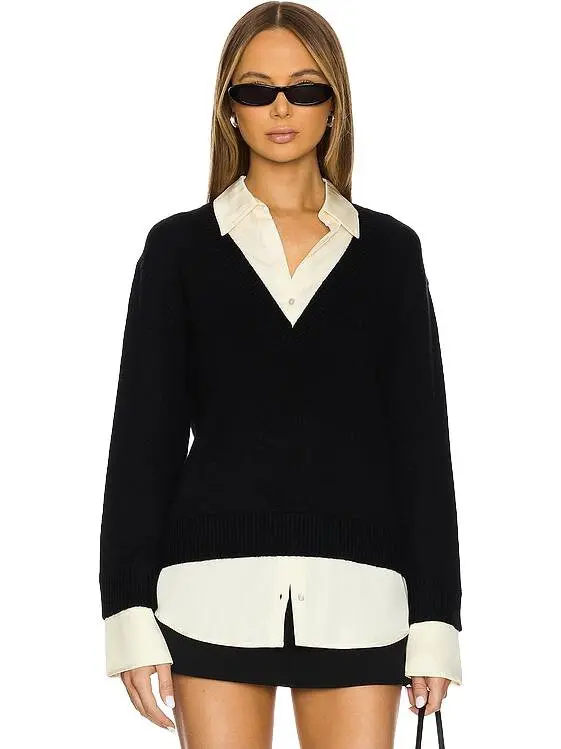 Astr The Label Jianna Layered Sweater - Black Cream
