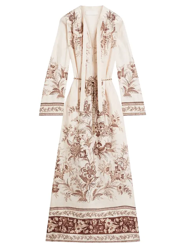 Zimmermann Floral-print Linen Maxi Dress - Beige