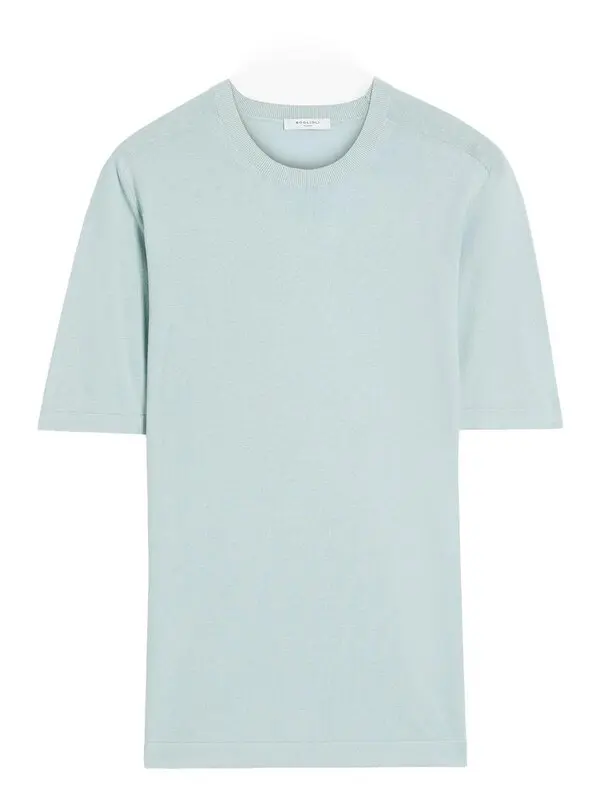Boglioli Cotton And Silkblend Tshirt - Light Blue