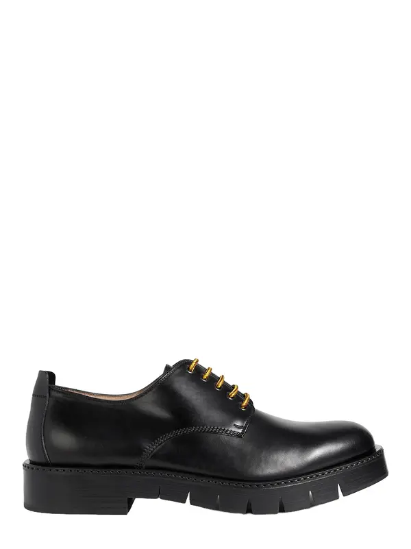 FERRAGAMO Rudy Leather Derby Shoes - Black