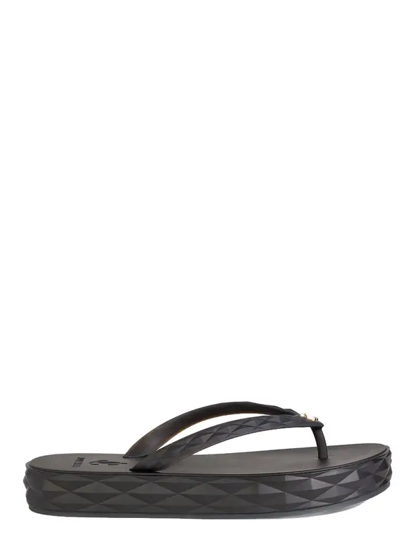 JIMMY CHOO Diamond Embossed Platform Flip Flops - Black