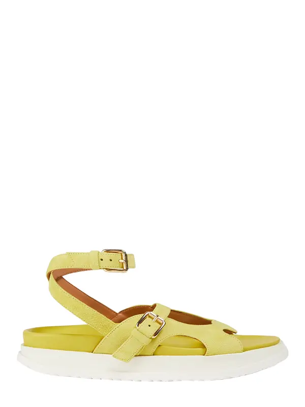 Zimmermann Suede Buckled Sandals - Chartreuse