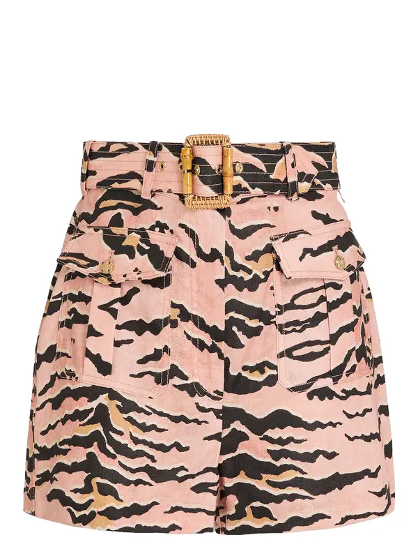 Zimmermann Zebra-print Linen Shorts - Animal Print