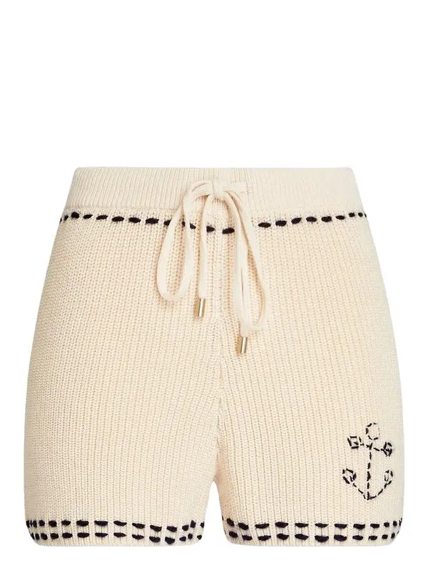 Zimmermann Embroidered Ribbed Cotton Shorts - Cream
