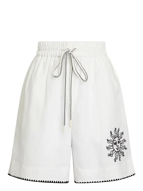 Zimmermann Embroidered Linen High-rise Shorts - White