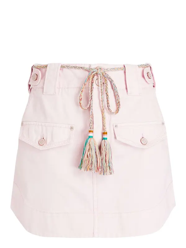 Zimmermann Belted Denim Mini Skirt - Pastel Pink