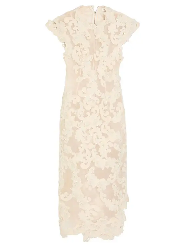 Zimmermann Velvet And Tulle Midi Dress - Cream