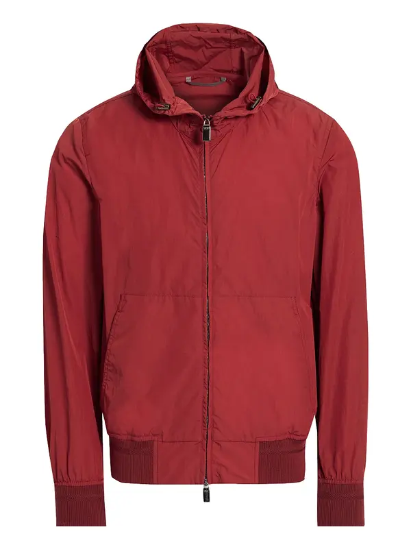 Canali Shell Hooded Jacket - Brick