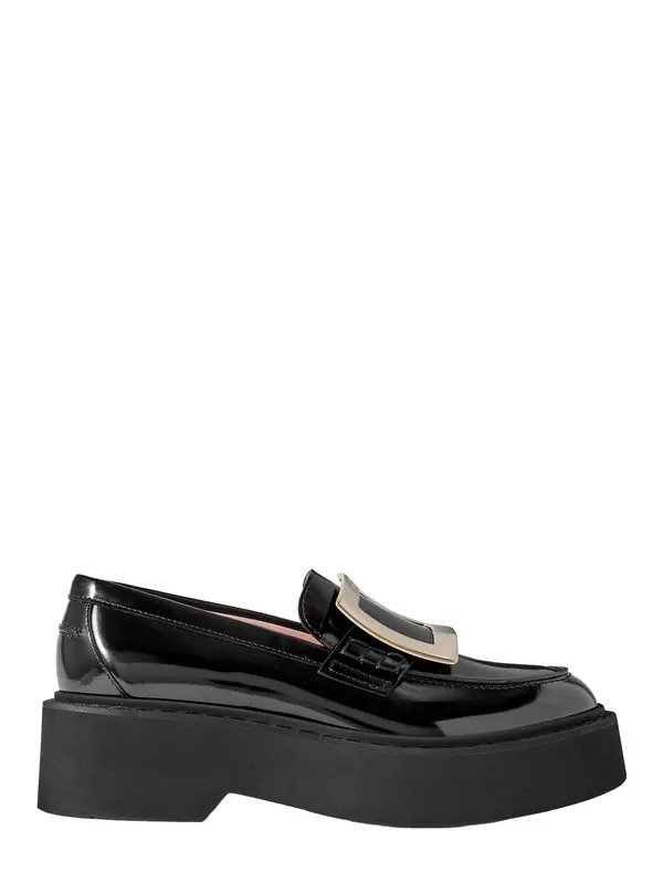 ROGER VIVIER Viv Rangers Patent-leather Loafers - Black
