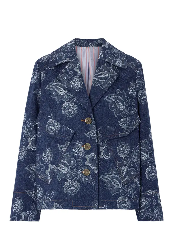Etro Oversized Cotton-jacquard Jacket - Blue