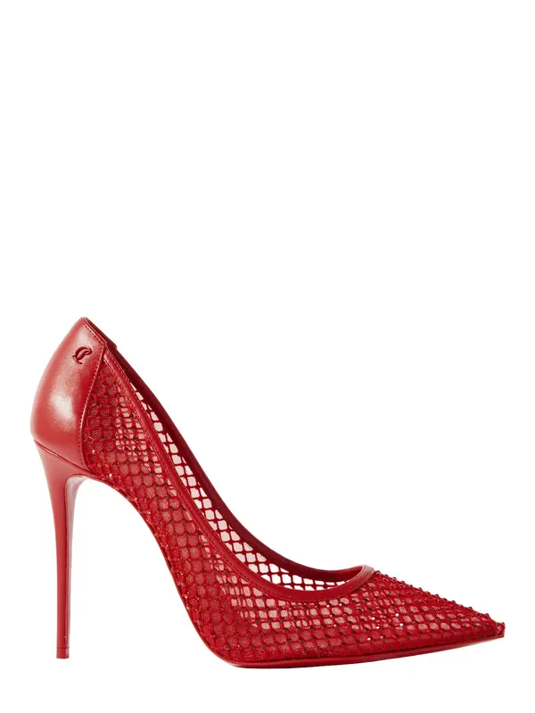 CHRISTIAN LOUBOUTIN Sporty Kate 100 Crystal-embellished Mesh Pumps - Red