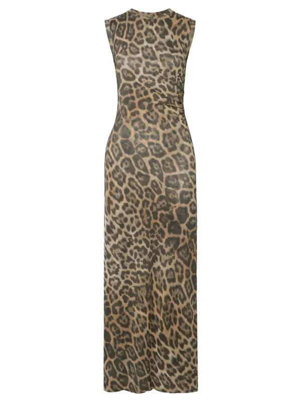 Stella McCartney - Stella McCartney Ruched Leopard-print Jersey Midi Dress