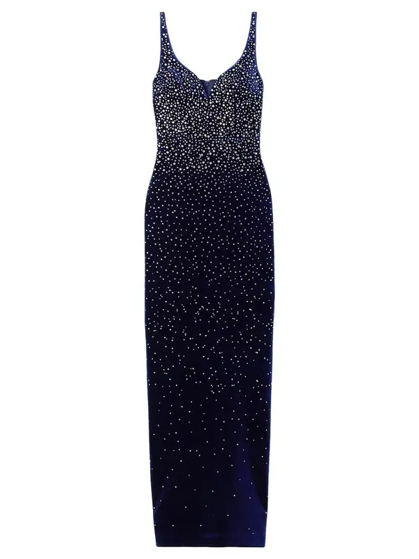 Alex Perry Crystal-embellished Velvet Gown - Blue