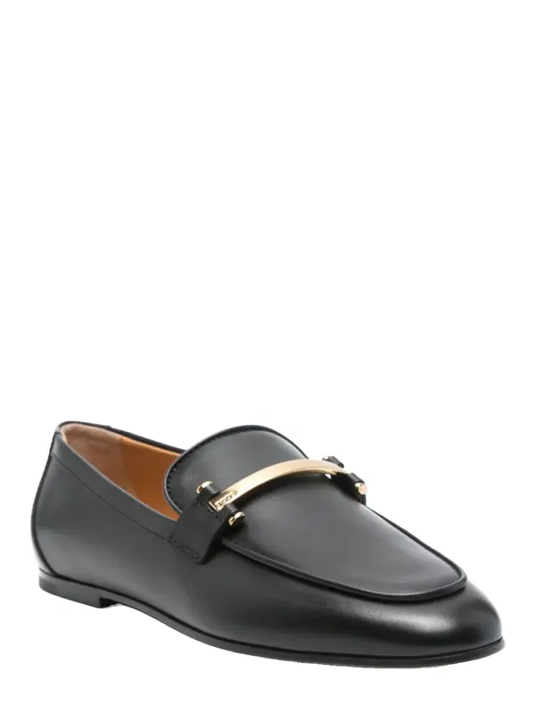 TOD'S Metal-bar Leather Loafers - Black