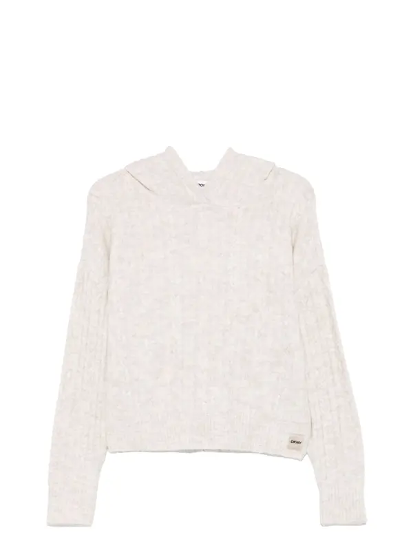 Dkny Cable-knit Hoodie - Neutrals