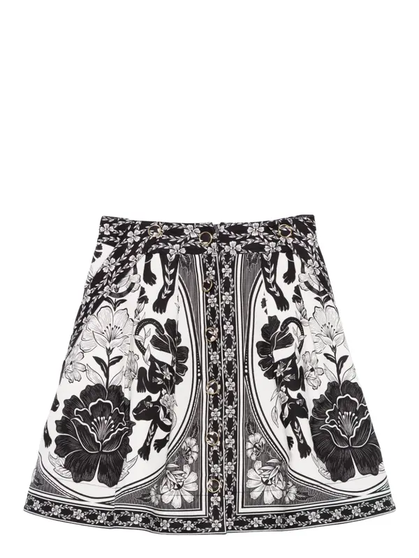 Farm Rio Flower Leopard Mini Skirt - White