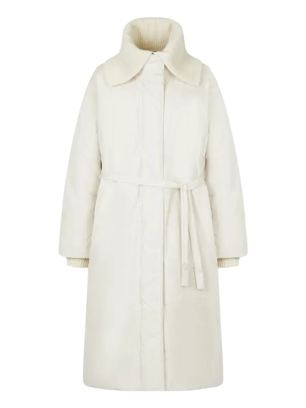 STUDIO TOMBOY Knit-collar Down Coat - White