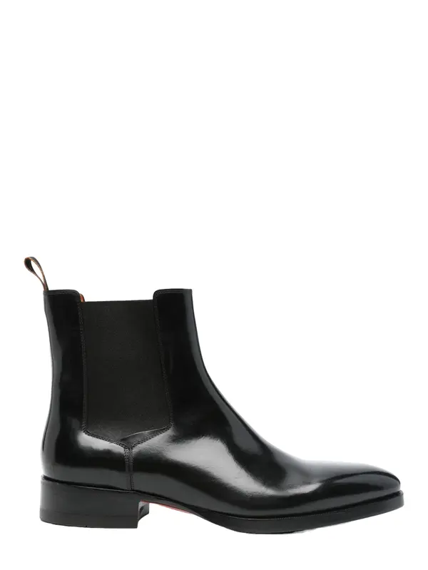 Santoni Leather Chelsea Boots - Black