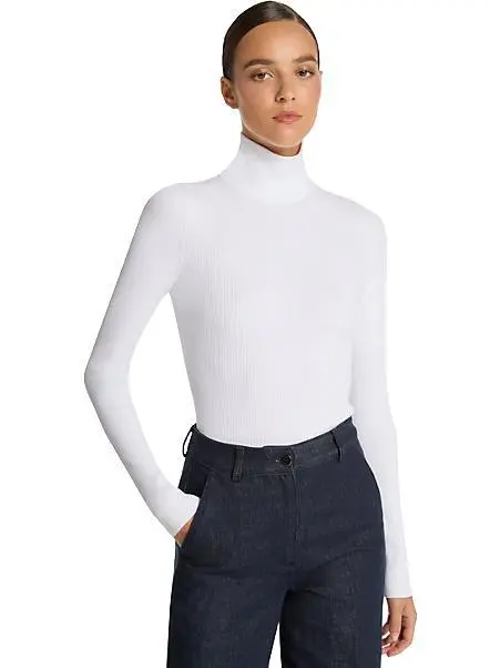 Michael Kors Stretch Viscose Turtleneck Bodysuit - White