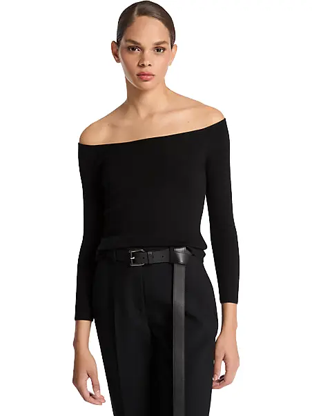 Michael Kors Cashmere Ballet Pullover Top - Black