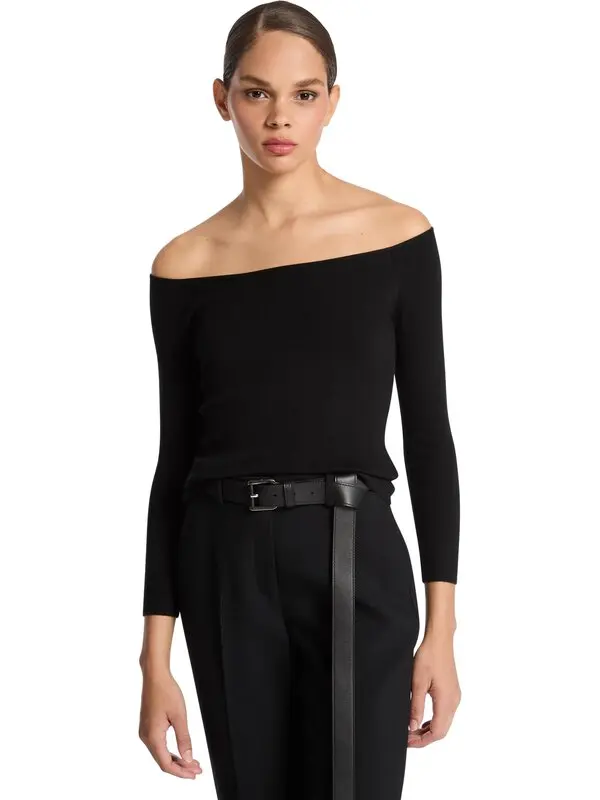 Michael Kors Cashmere Ballet Pullover Top - Black