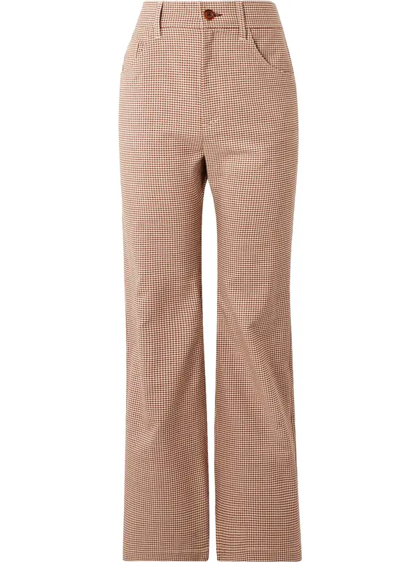 Séfr Tavares Flared Gingham Suit Trousers - Brown