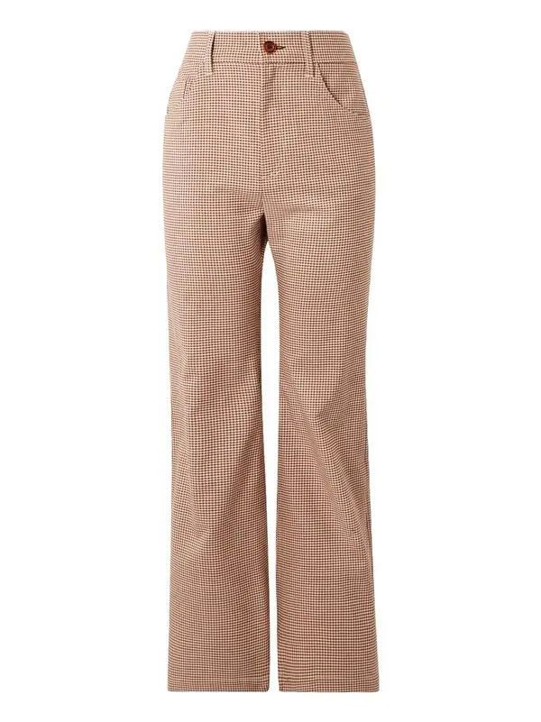 Séfr Tavares Flared Gingham Suit Trousers - Brown