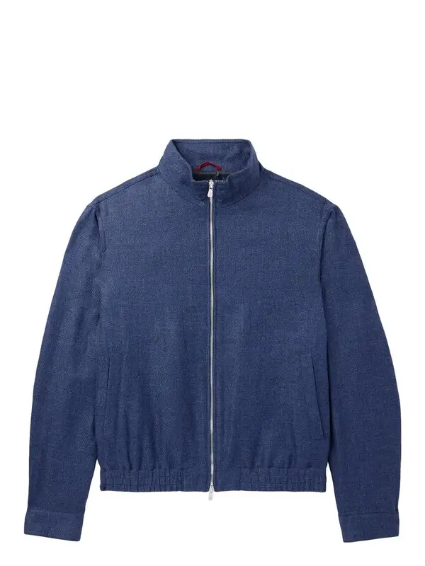 Brunello Cucinelli Linen, Wool, And Silk-blend Bomber Jacket - Blue