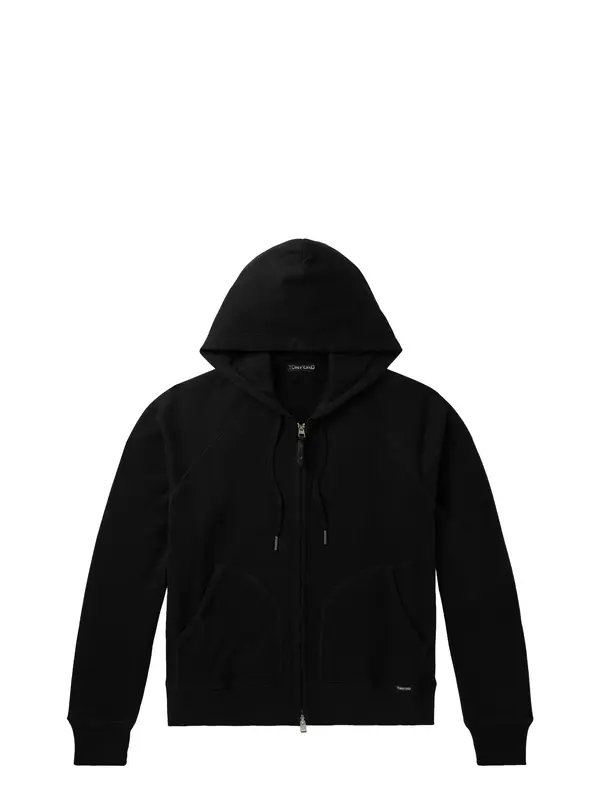TOM FORD Slim-fit Cotton-blend Jersey Zip-up Hoodie - Black