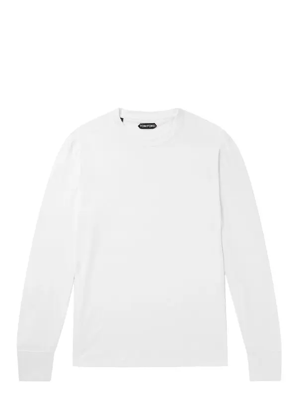TOM FORD Slim-fit Lyocell And Cotton-blend Jersey T-shirt - White