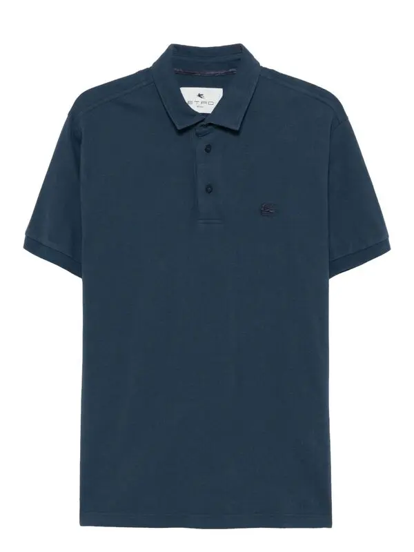 Etro Pegaso-embroidered Polo Shirt - Blue
